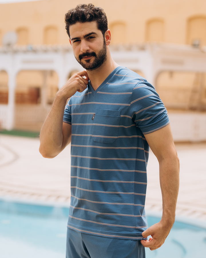 مقلم عرض جيب بنطلون V بيجامه رجالي – 2segypt